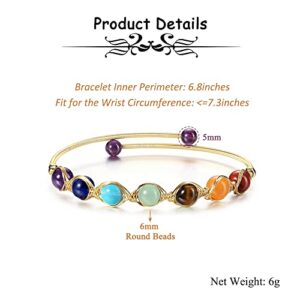 PESOENTH 2pc 7 Chakra Bracelets Women Reiki Healing Crystal Stone Spiriutal Natural Gemstone Anxiety Beads Bracelets Set for Mom Christmas Birthday Jewelry Gifts