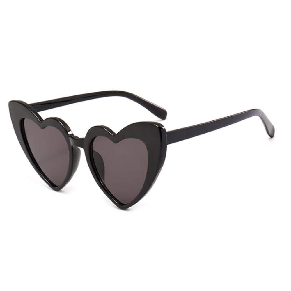 YooThink Heart Shaped Sunglasses for Women,Vintage Cat Eye Mod Style Retro Kurt Cobain Glasses (Black)