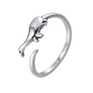 LOVECOM 925 Sterling Silver Dinasaur Ring Stacking Cute Animal Open Finger Rings Adjustable Rings Bands for Women Jewelry Birthday Graduation Gifts for Her