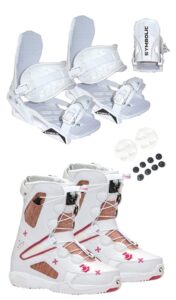 symbolic northwave freedom speed lace snowboard boots white bindings package women's 8.5 9 9.5 (white bindings to fit boot, fits lady usl 9-9.5 (z55))