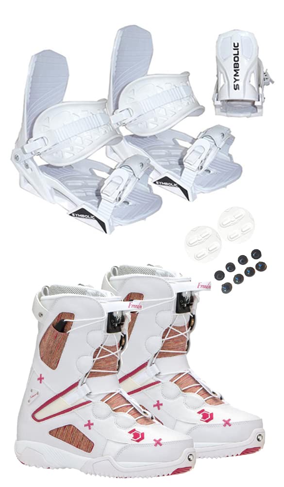 Symbolic Northwave Freedom Speed Lace Snowboard Boots White Bindings Package Women's 8.5 9 9.5 (White Bindings to Fit Boot, Fits Lady USL 9-9.5 (Z55))