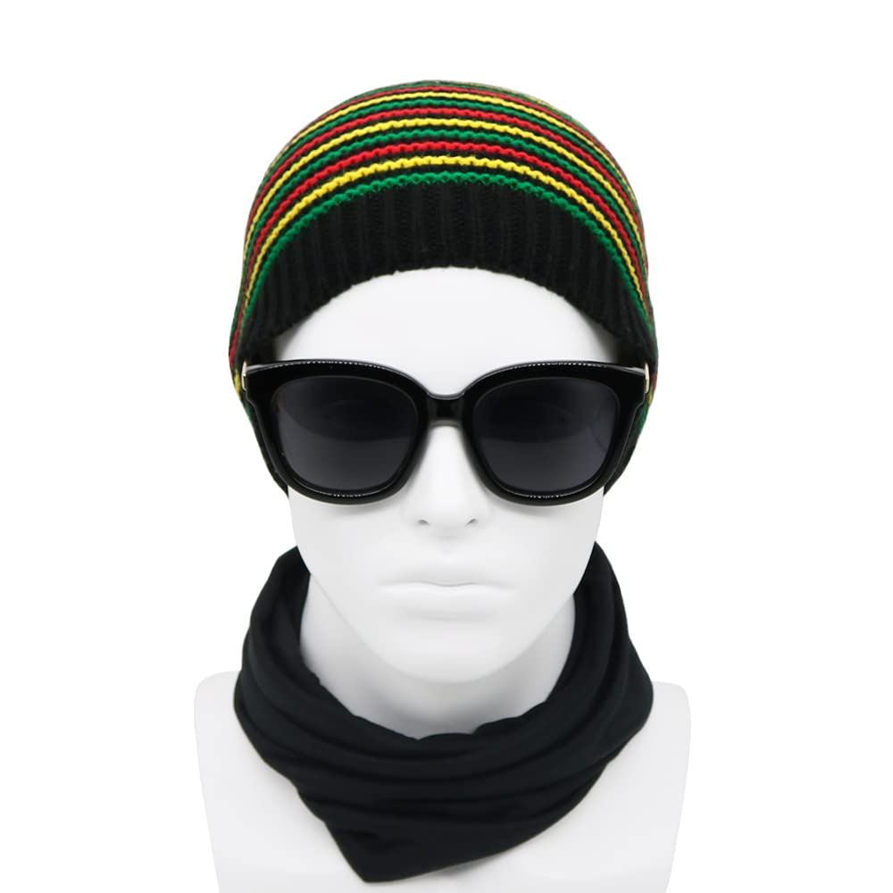 Unisex Jamaica Reggae Rainbow Stripes Oversized Slouch Winter Rasta Slinky Beanie