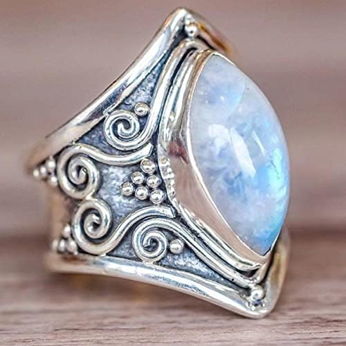 ZJQZBSS S925 sterling silver ladies gemstone ring retro silver ring natural moonstone jewelry fashion all-match jewelry (7)