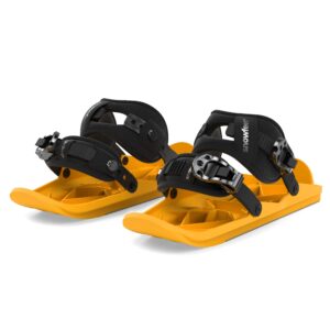 snowfeet x - mini short ski skates for snow pro version | skis for winter shoes | short snowskates snowblades skiboards | the real original (yellow)