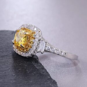 WDIYIEETN 925 Sterling Silver Full Shiny Yellow Citrine and White Topaz Cubic Zirconia Crystal Diamond Wedding Ring Jewelry for Women (8)