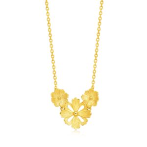 chow sang sang 999.9 24k gold price-by-weight 9.73g gold blossom necklace (45 cm) for women and wedding occasion 88235n