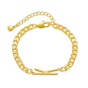 mrsxia bracelet for women gold initial sideways letter k 5mm cuban link curb chain 18k gold filled dainty simple personalized alphabet jewelry birthday gift