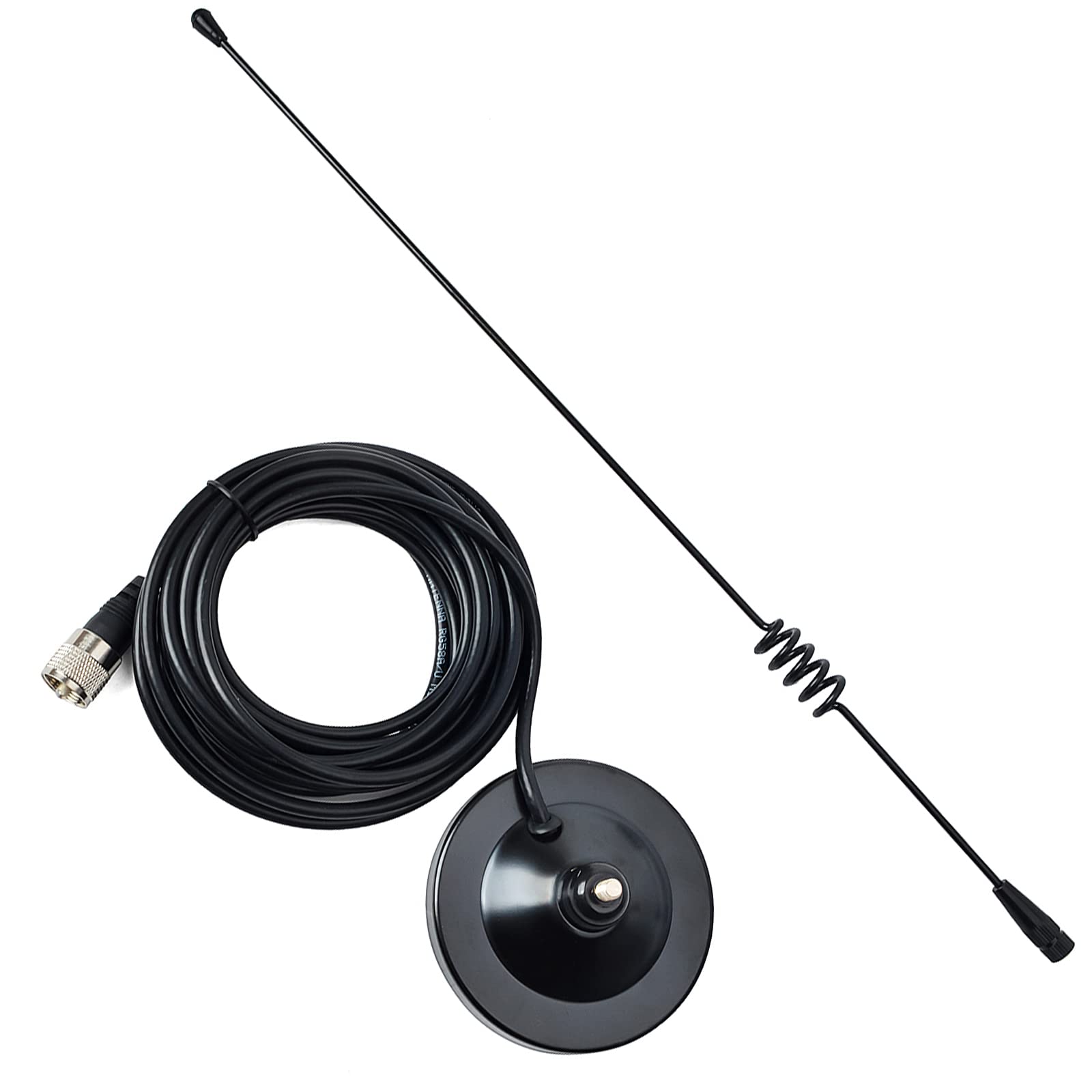 HYS Magnetic Base Mobile Amateur Antenna Dual-Band VHF 144/UHF 430MHz Whip W/13 ft RG58 Coax Cable UHF-male/PL259 for Motorola Kenwood Midland SO239 Mobile Ham Radios