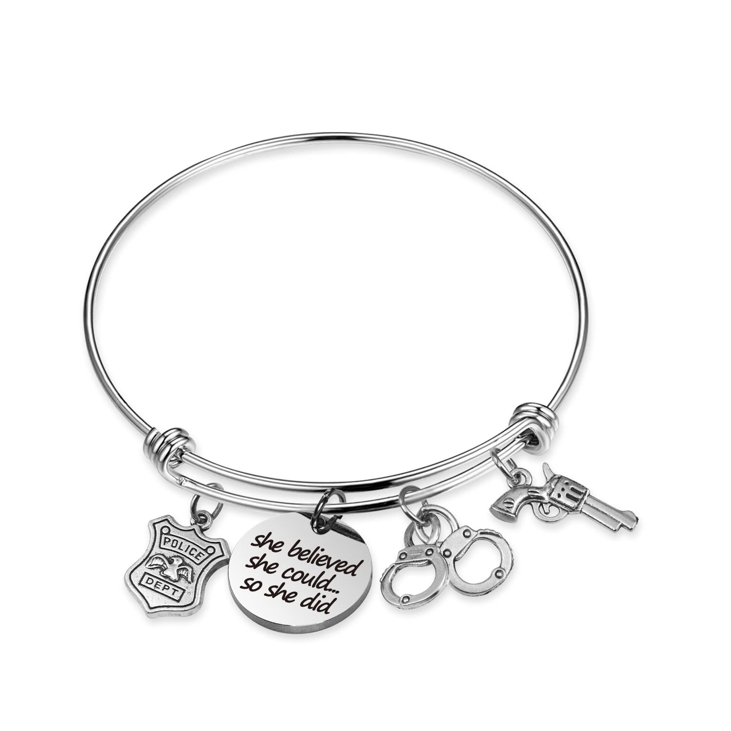 ARETIS Police To Be Gift She Believed She Could Police Woman Bracelet Police Officer Mom Gift Police Academy Graduation Gift Police Dept Bracelet (She believed JC-BR)