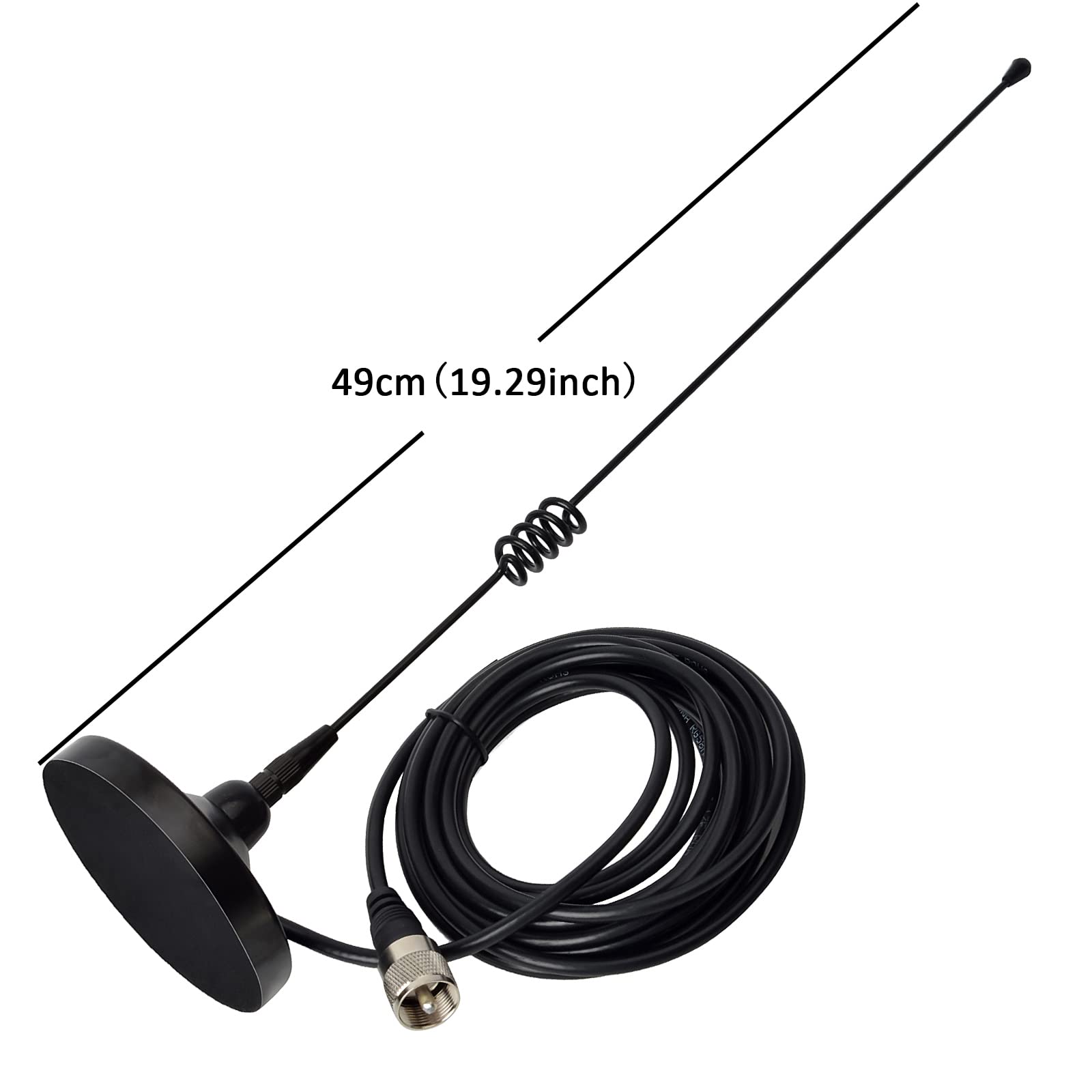 HYS Magnetic Base Mobile Amateur Antenna Dual-Band VHF 144/UHF 430MHz Whip W/13 ft RG58 Coax Cable UHF-male/PL259 for Motorola Kenwood Midland SO239 Mobile Ham Radios