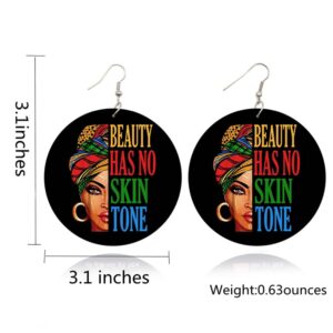 Custom Name Earrings for Women Personalized Drop Earrings for Women Fashion African Personality Girls Painted Pattern Wooden Pendant Ethnic Girls Gifts Prom Party Customize