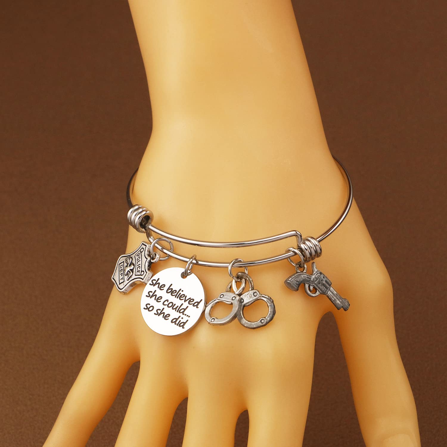 ARETIS Police To Be Gift She Believed She Could Police Woman Bracelet Police Officer Mom Gift Police Academy Graduation Gift Police Dept Bracelet (She believed JC-BR)