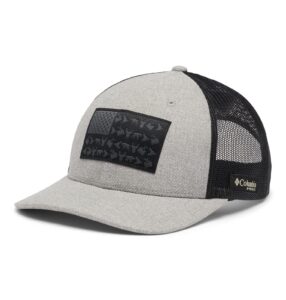 columbia unisex phg game flag mesh snap back - high, cool grey heather/black, one size