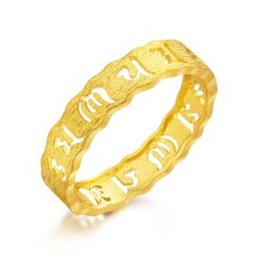 chow sang sang cultural blessings daily bliss 999.9 24k gold price-by-weight gold buddhist mantra om mani padme hum gold ring for women 83215r (our size 13 / us size 6)