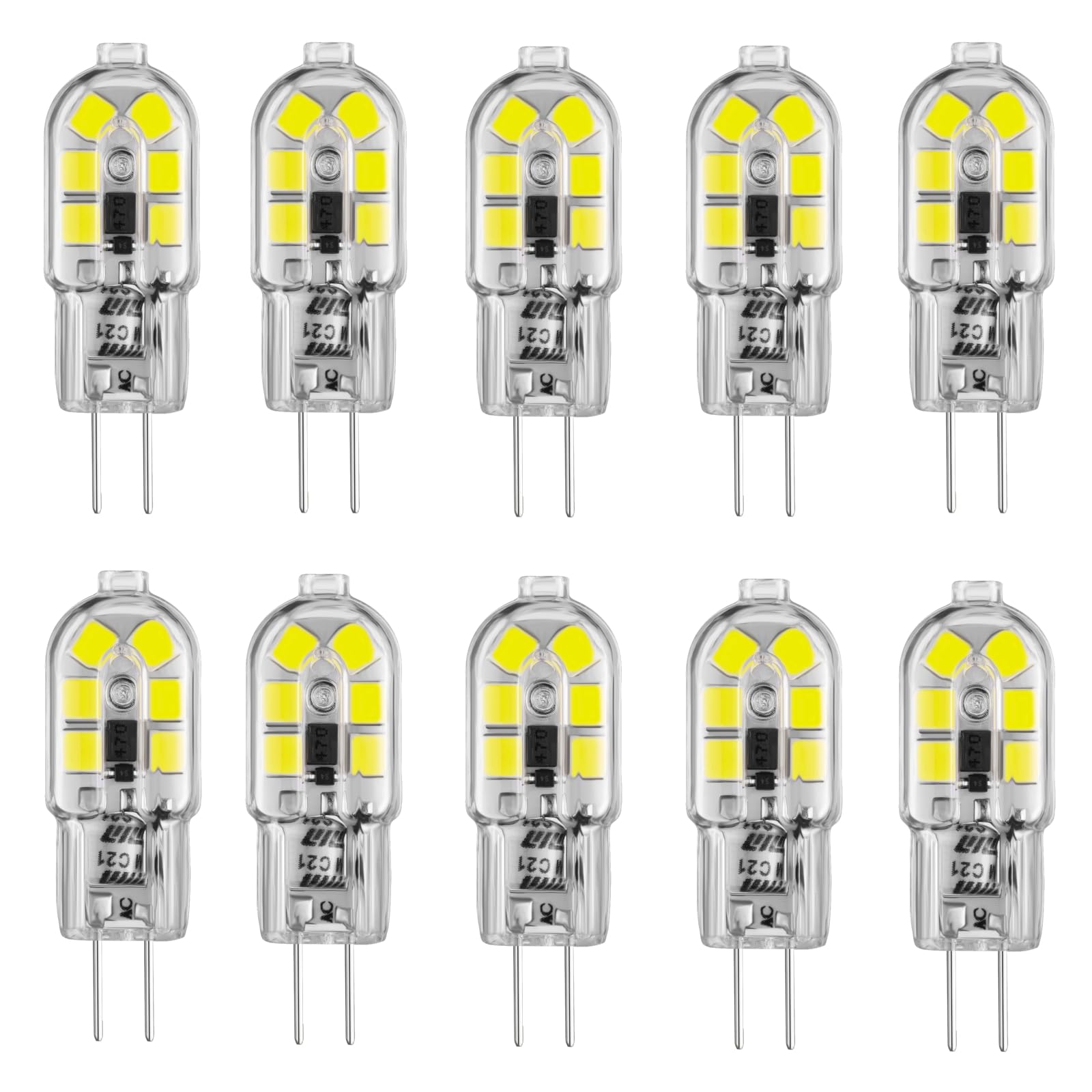 𝐒𝐫𝐢𝐨𝐦𝐧𝐲 G4 LED Bulb 12V G4 Bi Pin Bulb 2W Equivalent to Halogen lamp 20W, 6000K White Light, Non-dimmable, Suitable for Landscape Bulbs 10-Pack