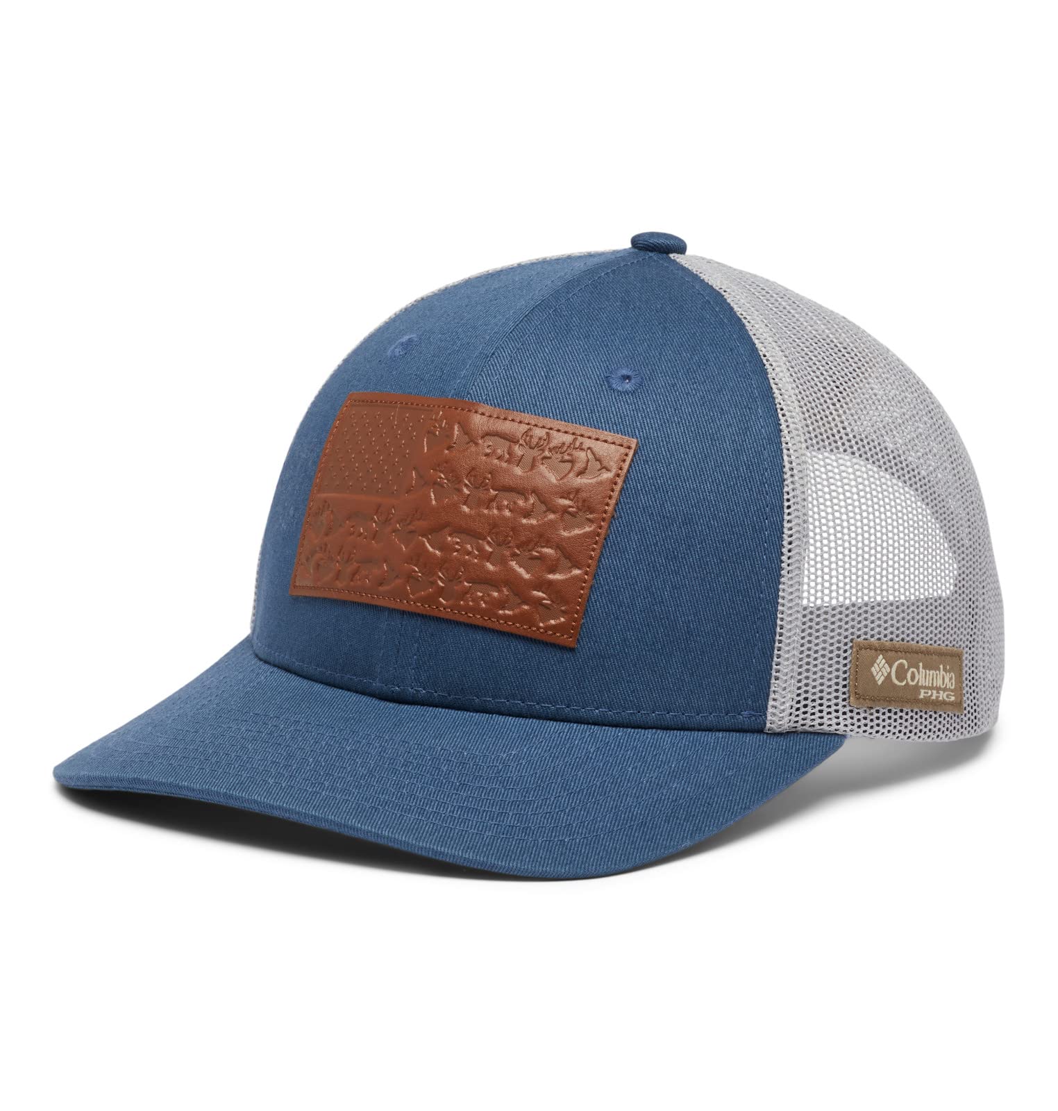 Columbia Unisex PHG Leather Game Flag Snap Back - High, Zinc/Cool Grey, One Size