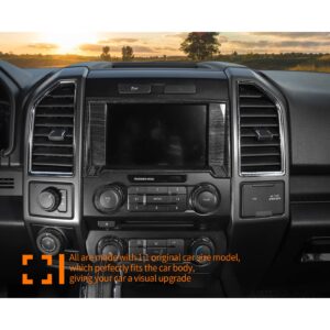 Hoolcar Interior Center Console Dashboard Navigation Trim Cover Kit ABS Accessories for 2015-2020 Ford F150, Black Wood Grain