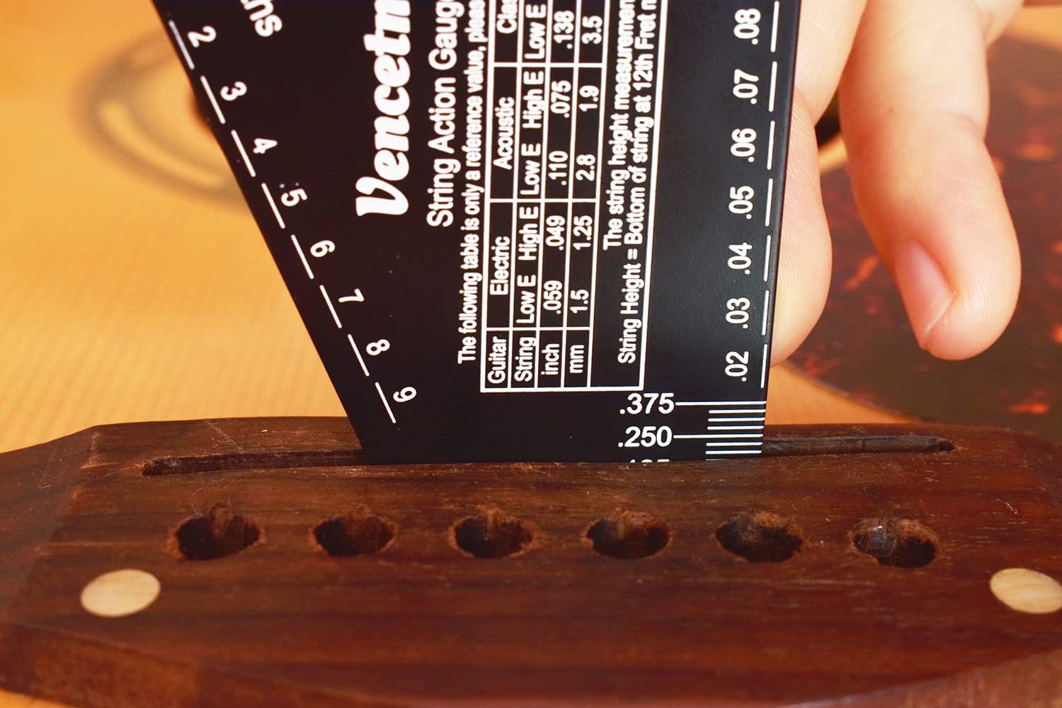 Vencetmat Guitar String Action Gauge, String Height Ruler, Guitar Fret Rocker, Fret Leveling Guide, Buzzing Fret Catcher, 1mm Thickness, Laser Etching, High Precision Graduations,Luthier Tools