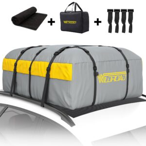 wildroad car roof bag rooftop cargo carrier, 21 cubic feet waterproof roof luggage cargo carrier bag with anti-slip mat for all cars vehicles suv with/without rack (21 cubic feet)