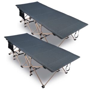 redcamp oversized folding camping cots for adults 500lbs, double layer oxford strong heavy duty extra wide & large sleeping cots，dark grey 2-pack