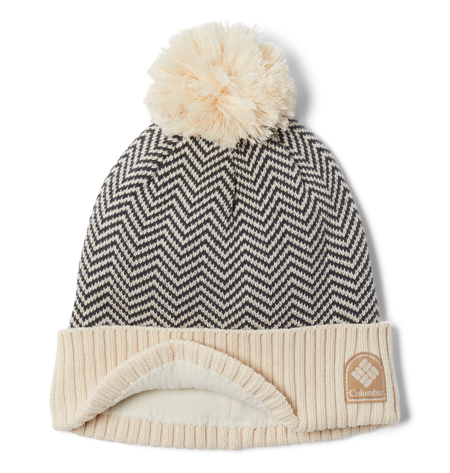 Columbia Unisex Palmer Peak Pom Beanie, Chalk Herringbone, One Size