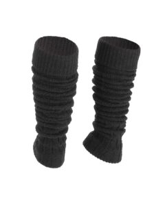 serimanea wool leg warmers for women, girls, and professional dancers, calf cuffs in braid pattern for ballet, indoor and outdoor activities calf circumference 11"-13.4", black