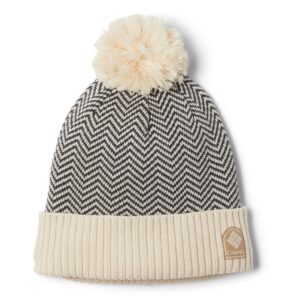 columbia unisex palmer peak pom beanie, chalk herringbone, one size