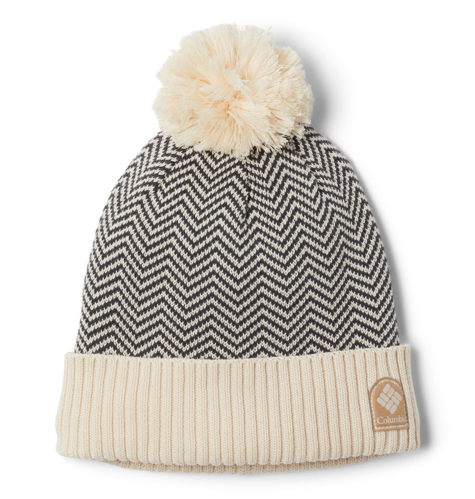 Columbia Unisex Palmer Peak Pom Beanie, Chalk Herringbone, One Size