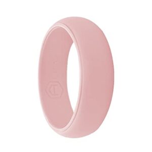 AERA Womens Silicone Wedding Band - Thin, Breathable, Classic Design Rubber Ring (Pink, 7)