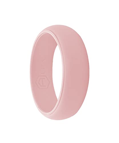 AERA Womens Silicone Wedding Band - Thin, Breathable, Classic Design Rubber Ring (Pink, 7)