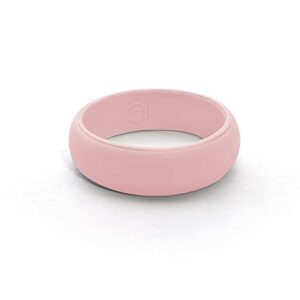 aera womens silicone wedding band - thin, breathable, classic design rubber ring (pink, 7)