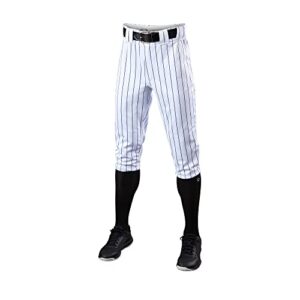 evoshield boys pinstripe open bottom pants, white/navy, medium us