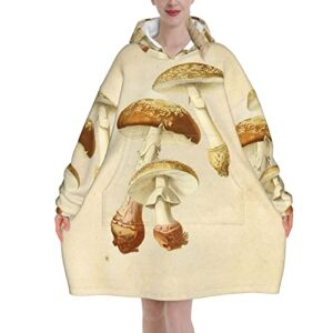 vintage edible mushrooms wearable blanket shirt printed pullover super dalian hoodie tv blanket with sleeves and pockets