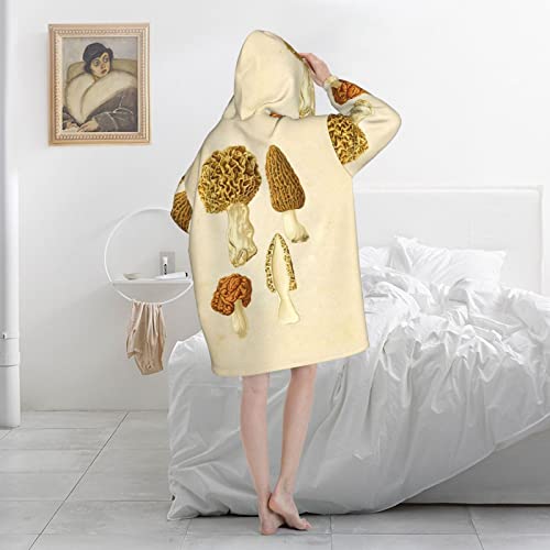 Vintage Mushrooms Drawings Wearable Blanket Shirt Printed Pullover Super Dalian Hoodie Tv Blanket With Sleeves And Pockets