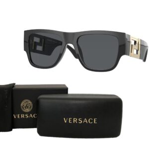 Versace VE4403 GB1/87 57MM Black/Dark Grey Rectangle Sunglasses for Men + BUNDLE with Designer iWear Eyewear Kit