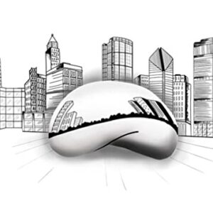 Chicago The Bean Cloud Gate Mini Piggy Bank 4" x 3" Silver