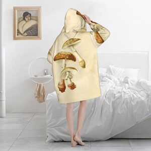 Vintage Edible Mushrooms Wearable Blanket Shirt Printed Pullover Super Dalian Hoodie Tv Blanket With Sleeves And Pockets