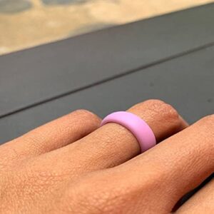 AERA Womens Silicone Wedding Band - Thin, Breathable, Classic Design Rubber Ring (Pink, 7)