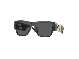 versace ve4403 gb1/87 57mm black/dark grey rectangle sunglasses for men + bundle with designer iwear eyewear kit