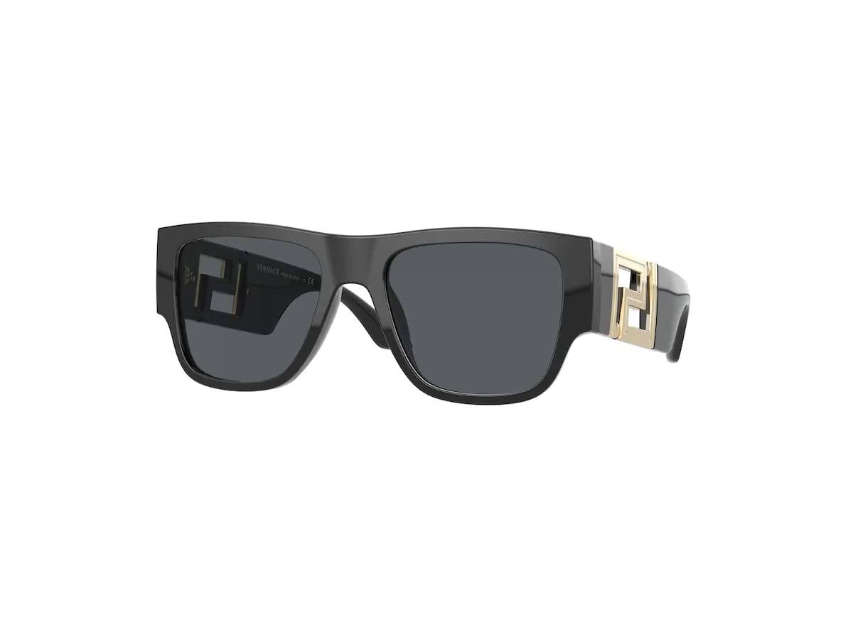 Versace VE4403 GB1/87 57MM Black/Dark Grey Rectangle Sunglasses for Men + BUNDLE with Designer iWear Eyewear Kit