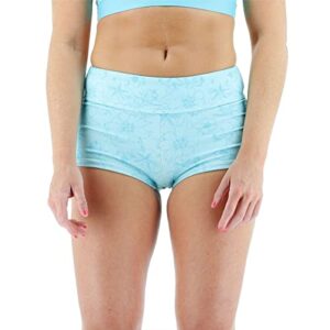 tyr women's standard della boyshort for swimming, yoga, fitness, and workout, teal, small