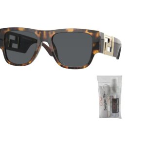 Versace VE4403 511987 57MM Havana/Dark Grey Rectangular Sunglasses for Men + BUNDLE with Designer iWear Eyewear Kit