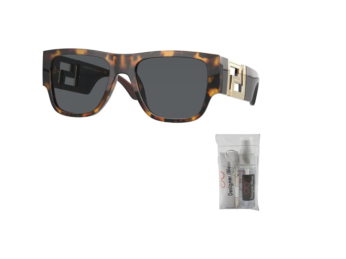 Versace VE4403 511987 57MM Havana/Dark Grey Rectangular Sunglasses for Men + BUNDLE with Designer iWear Eyewear Kit