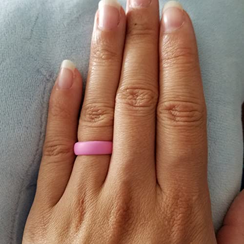 AERA Womens Silicone Wedding Band - Thin, Breathable, Classic Design Rubber Ring (Pink, 7)