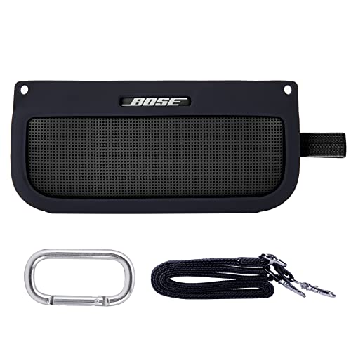 co2CREA Soft Silicone Case Replacement for Bose SoundLink Flex Bluetooth Portable Speaker (Silicone Case, Black Case)