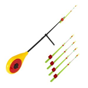 baodan ice fishing rod, portable fishing rod tip, fishing pole winter outdoor sport fishing accessories with fishing lines runner for lakes ponds river fishing yellow