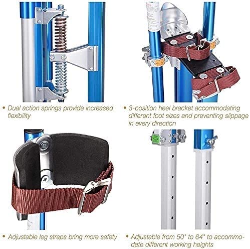 Drywall Stilts, 50"-64" Adjustable Stilts Drywall Stilts Made, for Builder Decorator Painting Plastering Taping