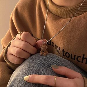 RIJOAN Cute Teddy Bear Pendant Necklace for Girls Women Korean Fashion Kawaii Bear Long Sweater neck Chain Necklace Cute collar Jewelry