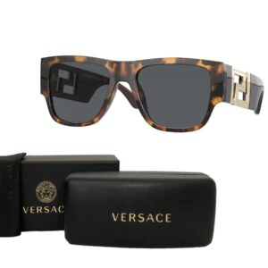 Versace VE4403 511987 57MM Havana/Dark Grey Rectangular Sunglasses for Men + BUNDLE with Designer iWear Eyewear Kit