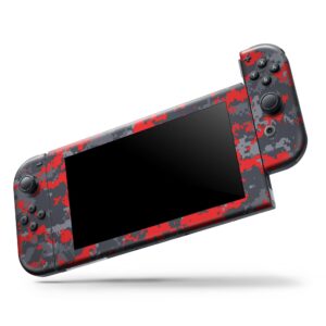 Design Skinz - Compatible with Nintendo Switch OLED Console Bundle - Skin Decal Protective Scratch-Resistant Removable Vinyl Wrap Cover - Red and Gray Digital Camouflage